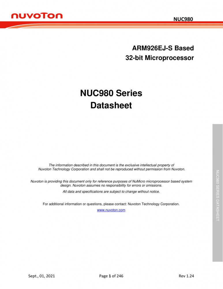 NUC980 datasheet page 1