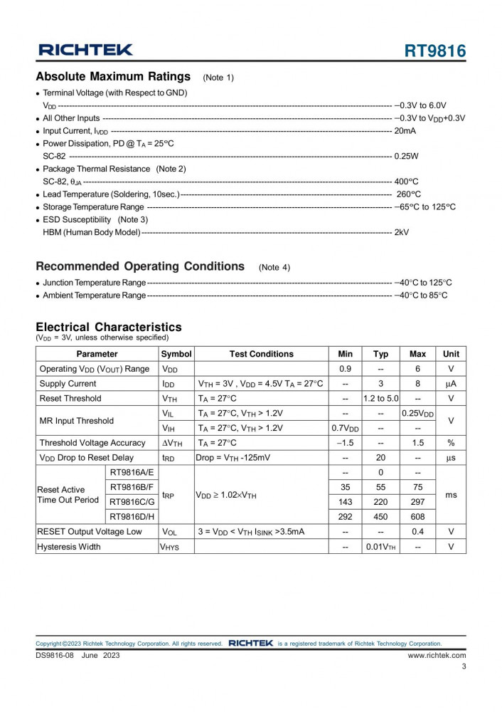 RT9816 datasheet page 3