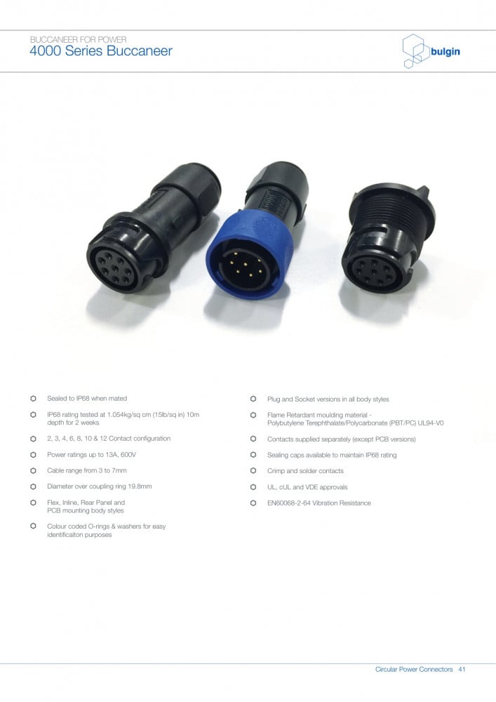 Bulgin PXP40 datasheet page 1