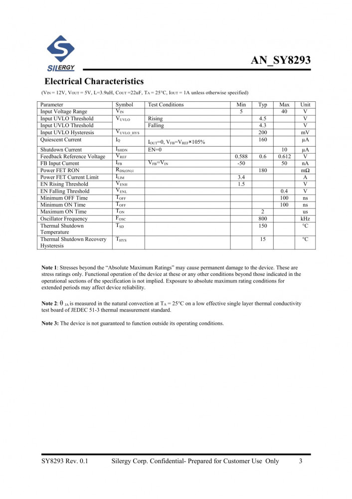 SY8293FCC datasheet page 3