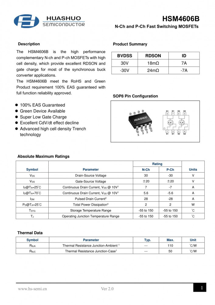HSM4606B datasheet page 1
