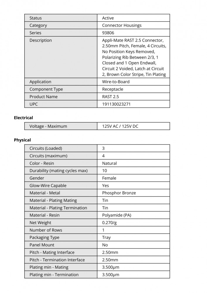 Technical document page 2 for product 938060522