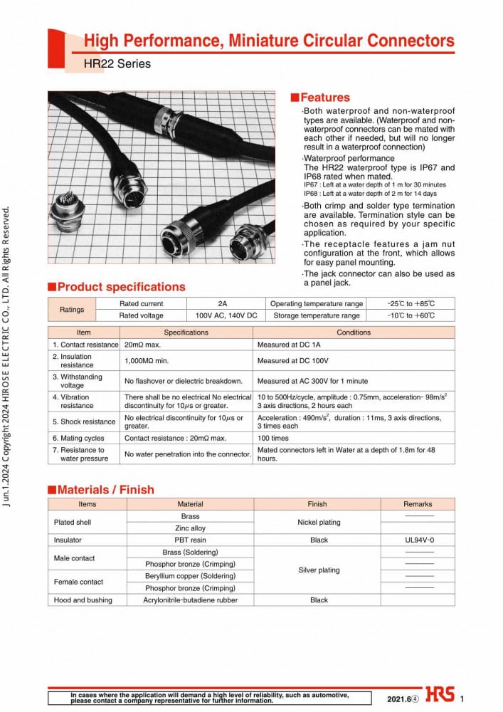 HRS HR22 series document page 1