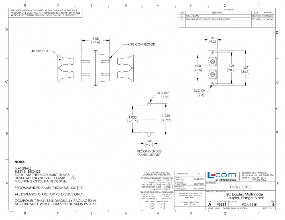 L-com FOA-914F technical document page