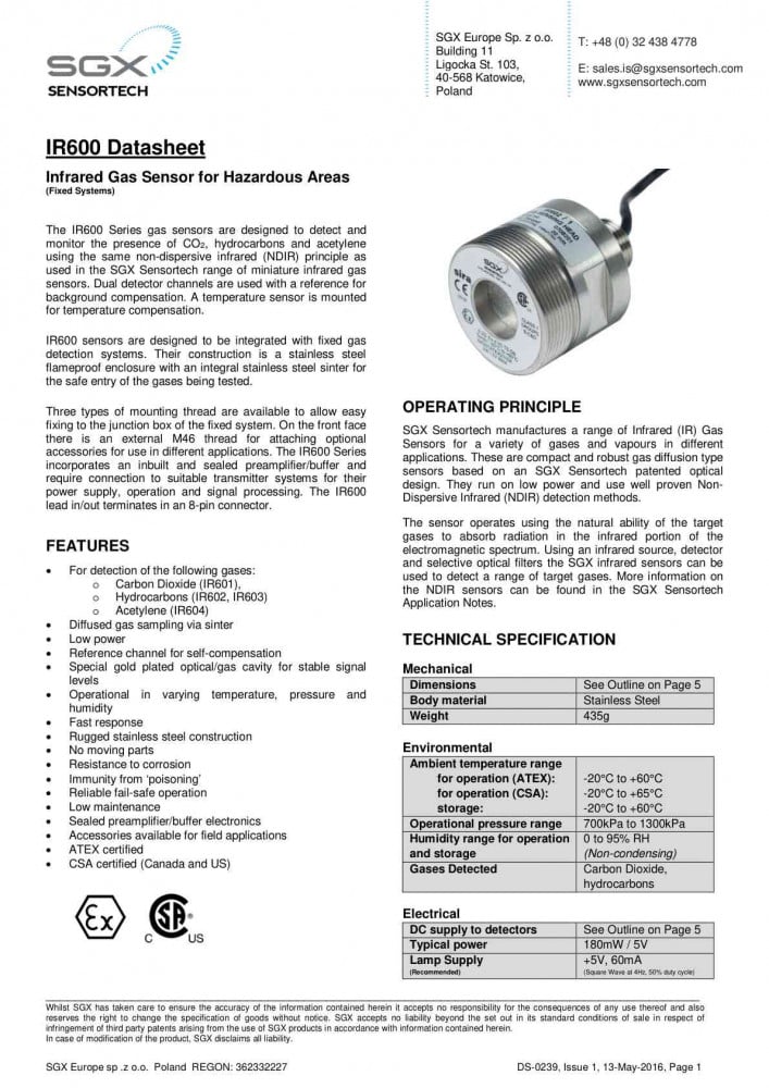 IR600 datasheet page 1