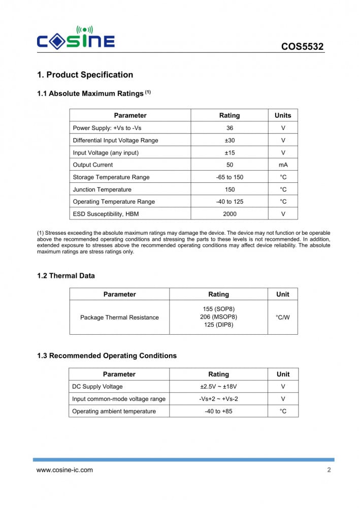 COS5532 datasheet page 2