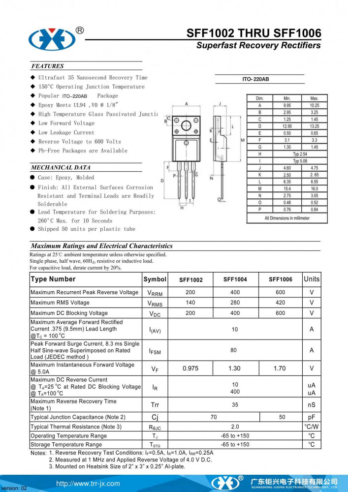 JUXING SFF1006 datasheet page 1