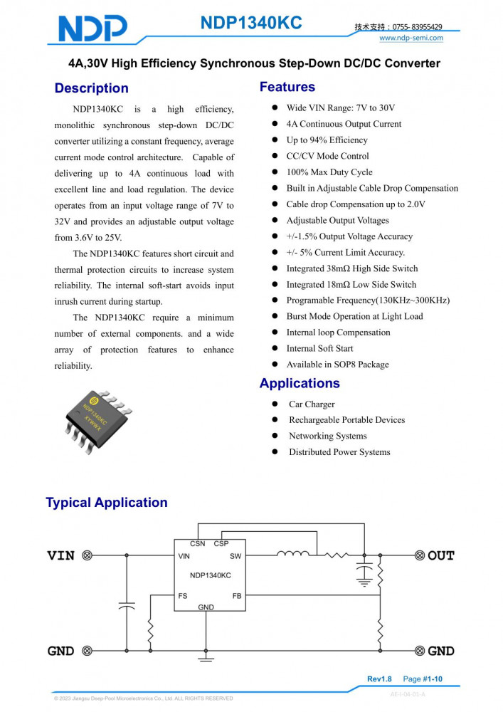 NDP1340KC datasheet page 1