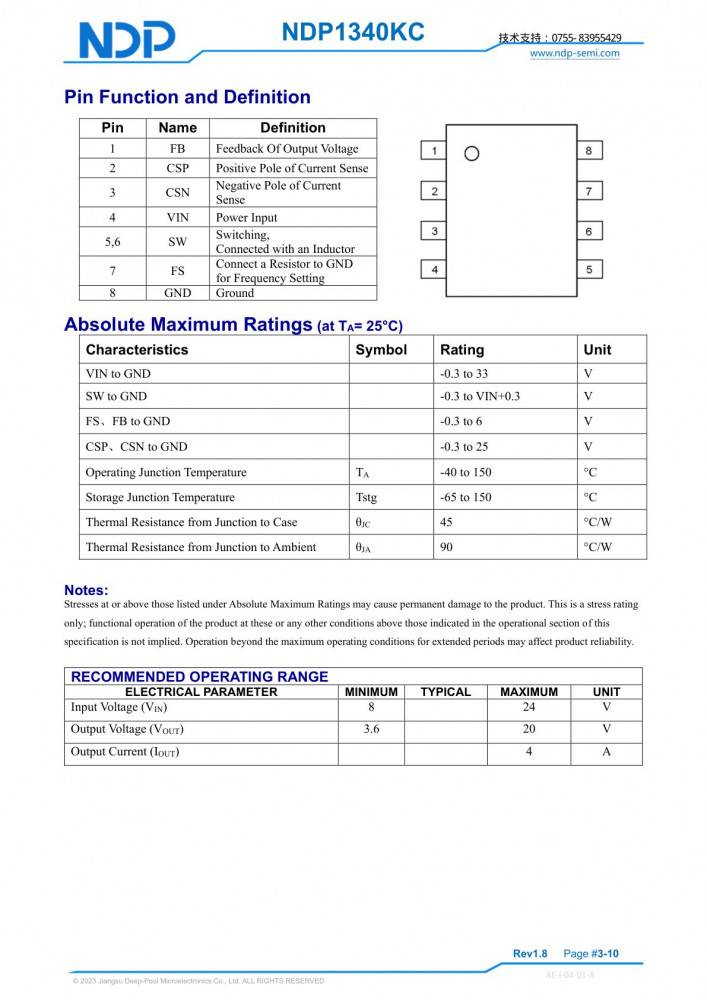 NDP1340KC datasheet page 3