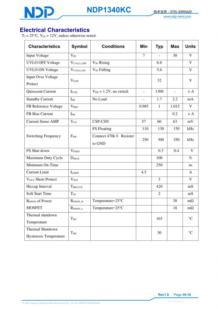 NDP1340KC datasheet page 4
