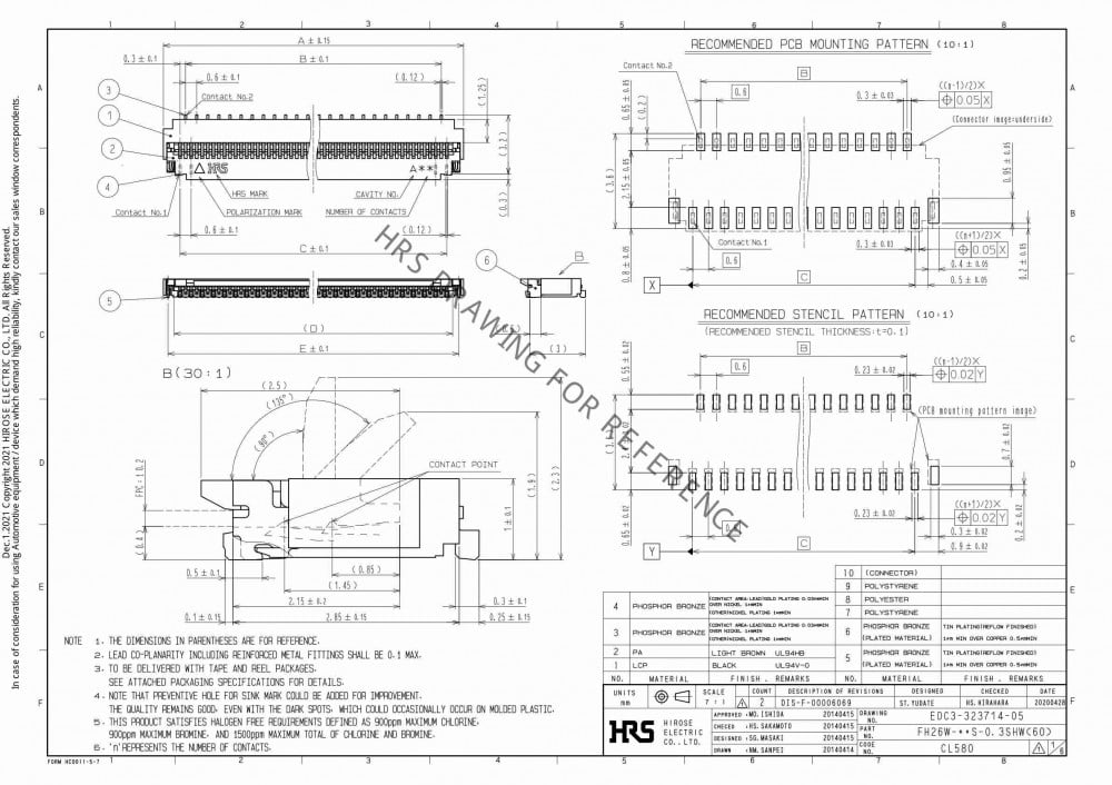HRS FH26W connector drawing page