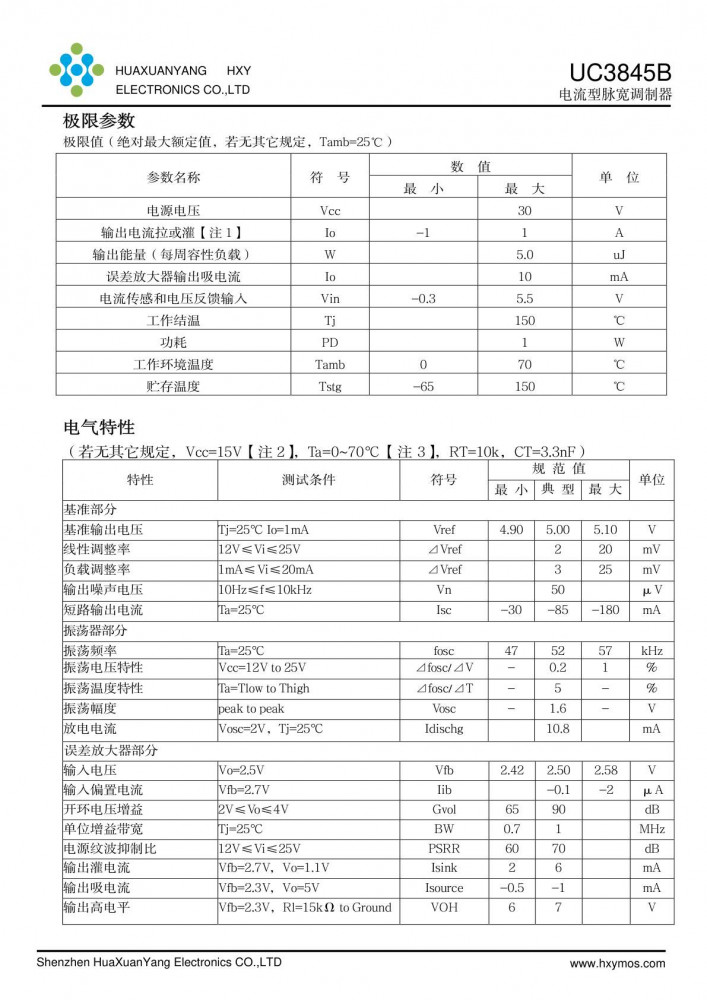 UC3845B-HXY datasheet page 3