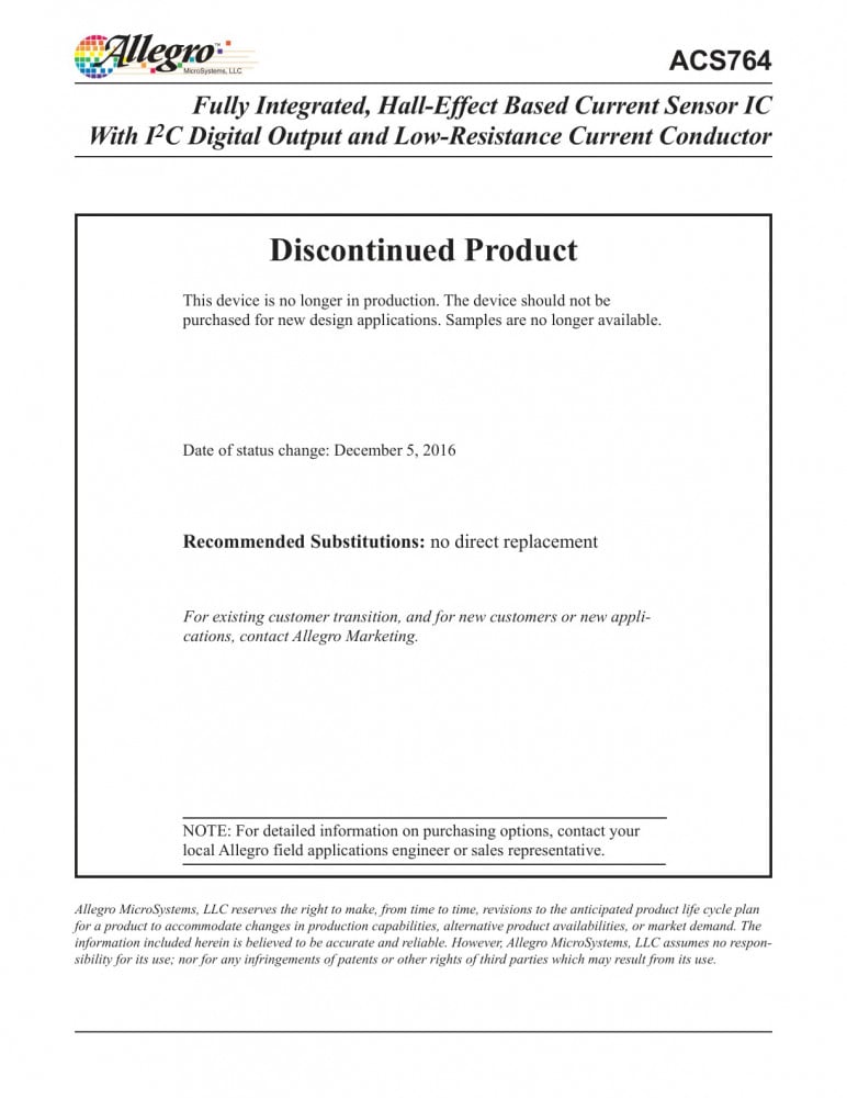 ACS764 datasheet page 1
