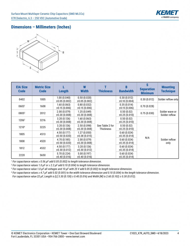 KEMET automotive X7R datasheet page 4