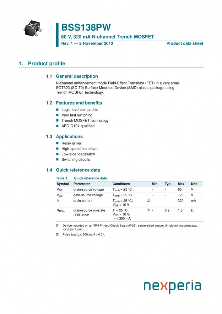 BSS138PW,115 datasheet page 1