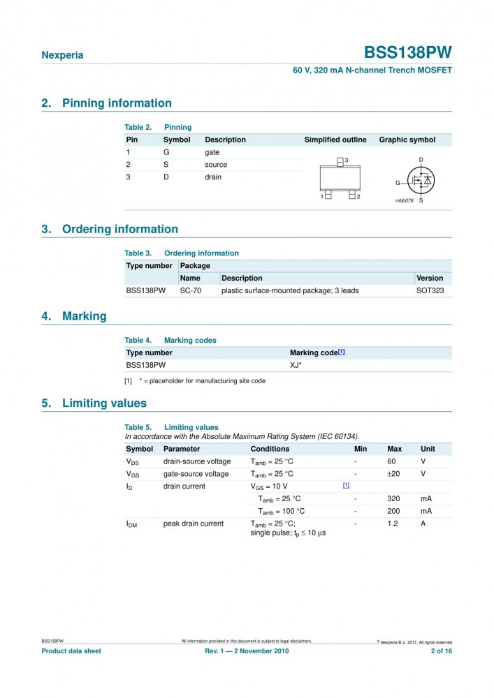 BSS138PW,115 datasheet page 2