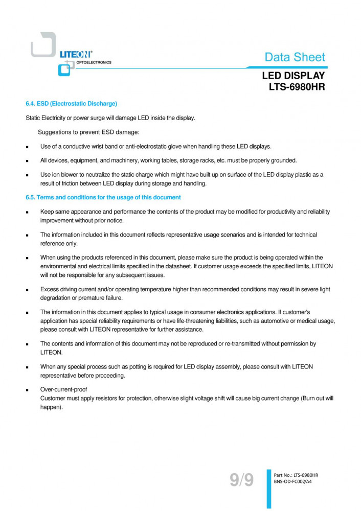LTS-6980HR datasheet page 10