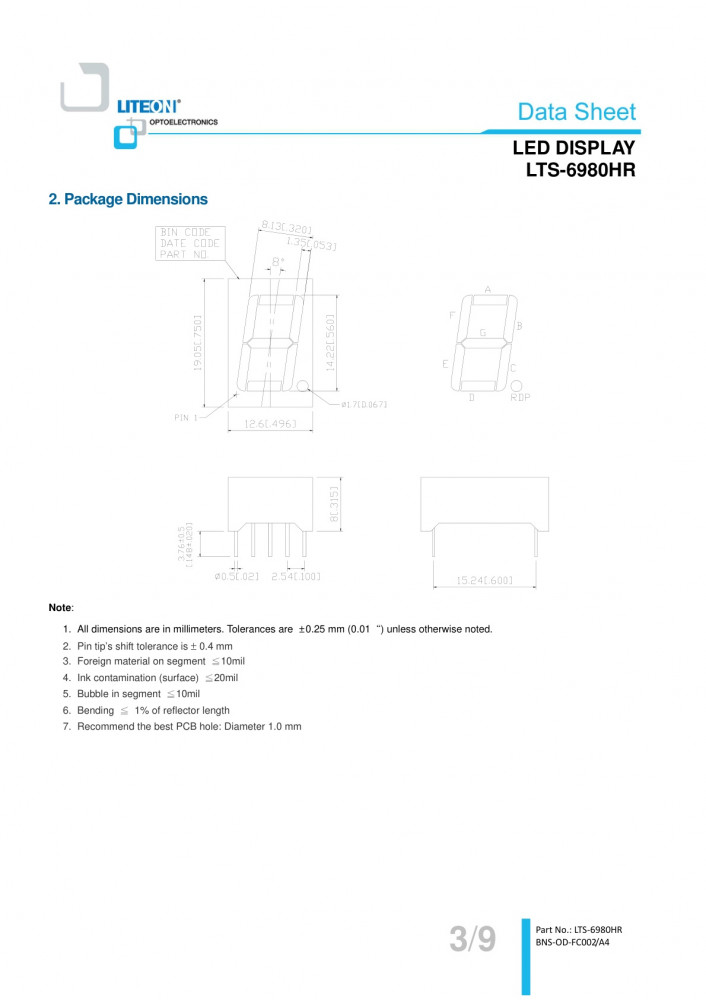 LTS-6980HR datasheet page 4