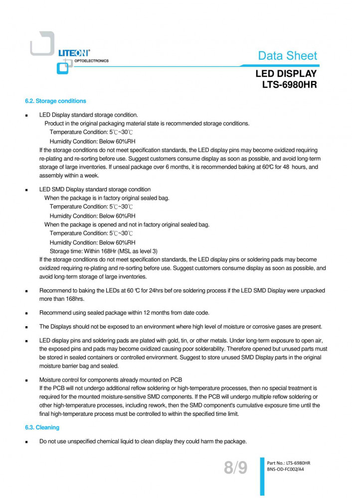 LTS-6980HR datasheet page 9