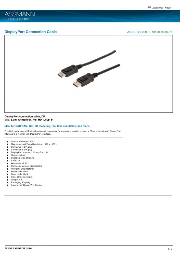 AK-340100-050-S technical document page 1
