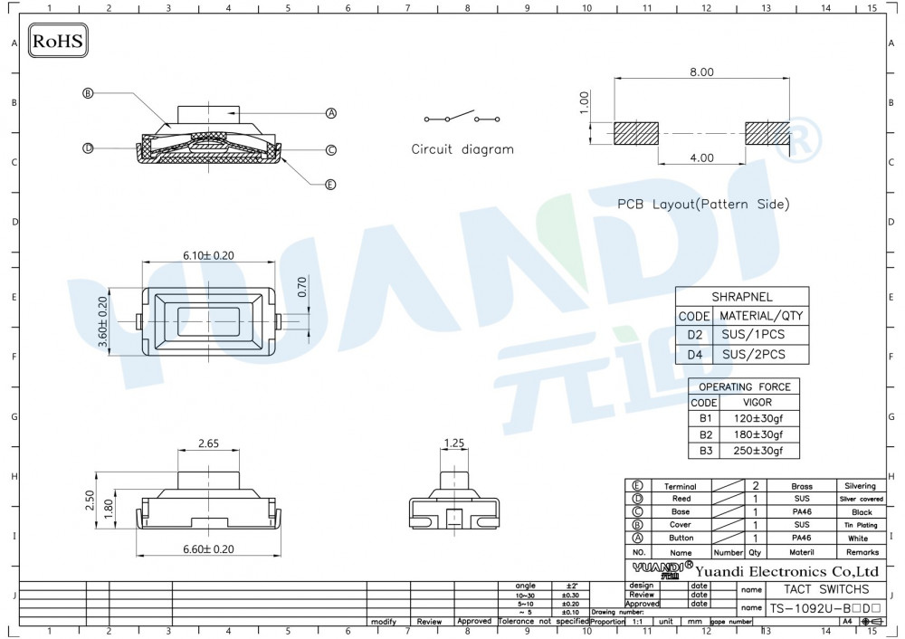 Yuandi TS-1092U-B3D2 technical drawing