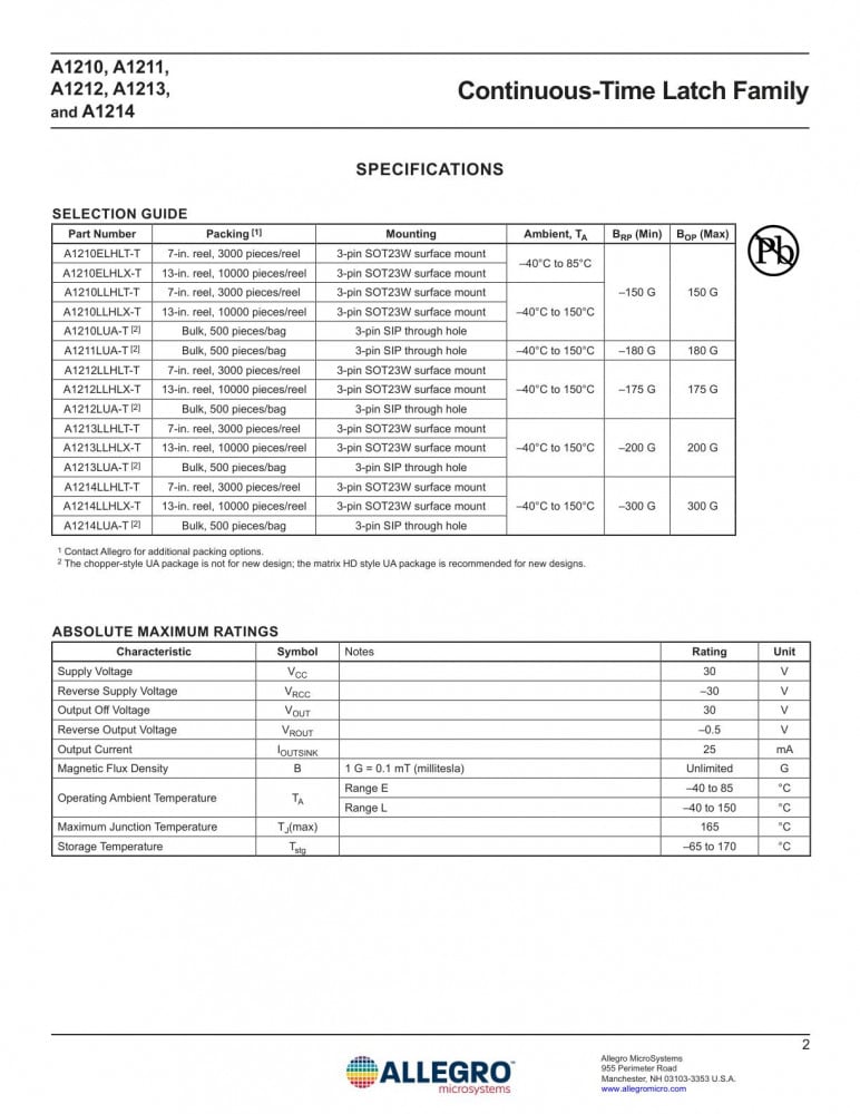 A1214 datasheet page 2