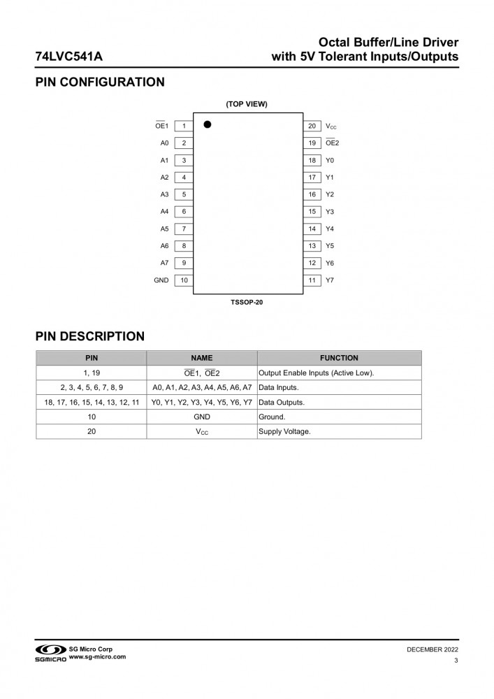 74LVC541A datasheet page 3
