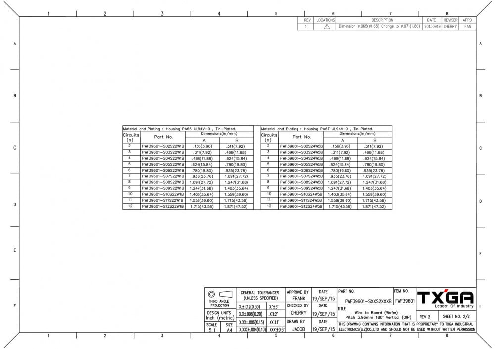 TXGA FWF39601 drawing page 3