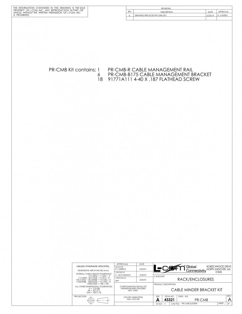 L-com PR-CMB technical drawing page