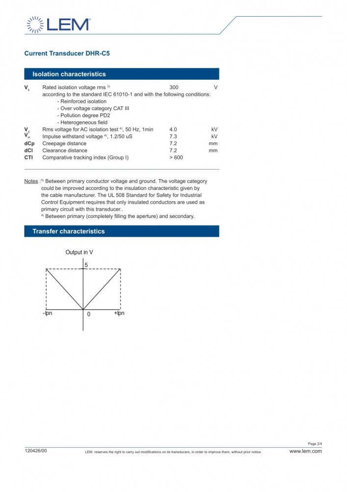 LEM DHR-C5 technical document page 2