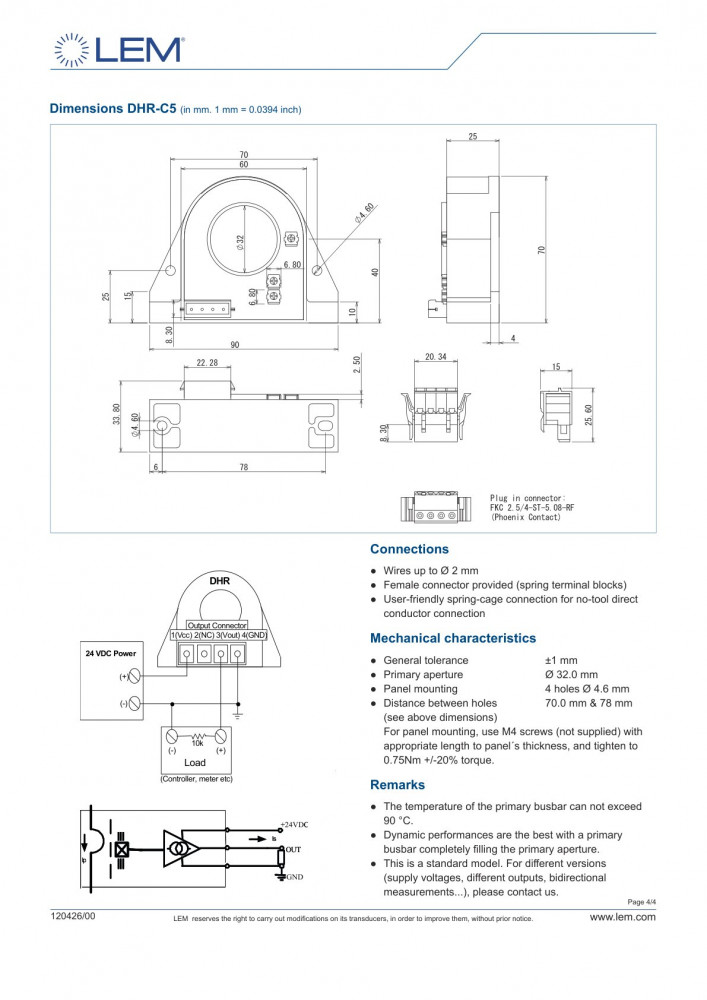 LEM DHR-C5 technical document page 4