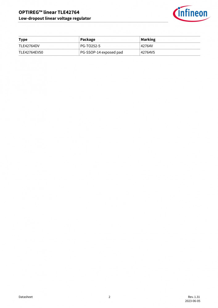 TLE42764 datasheet page 2