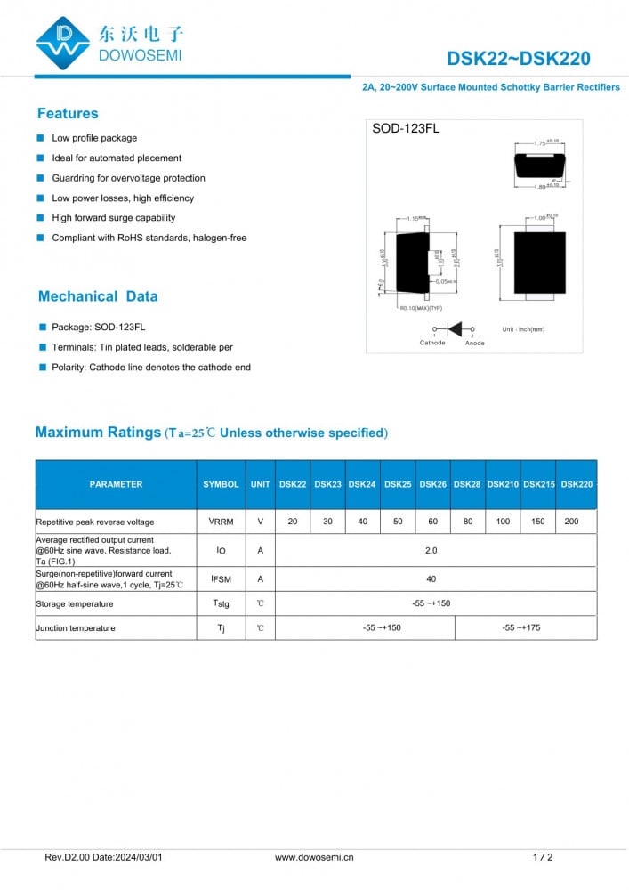 DOWO DSK24 datasheet page 1