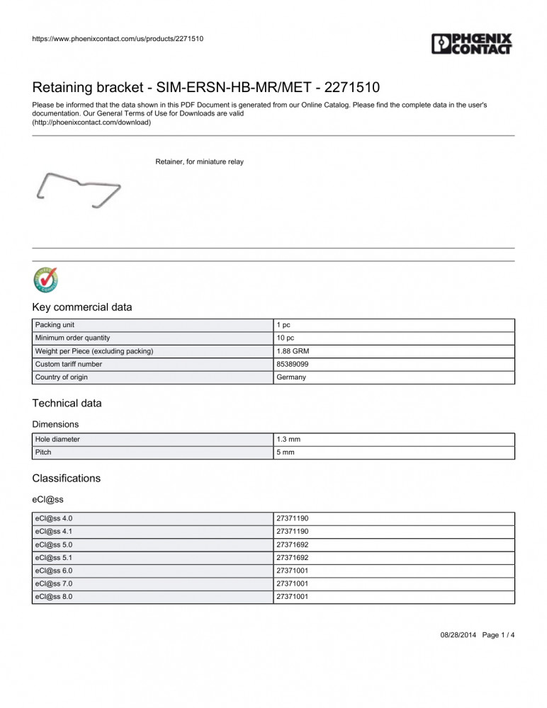 Phoenix Contact 2271510 product document image 1