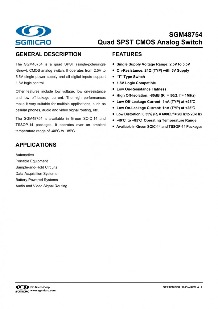 SGM48754 datasheet page 1