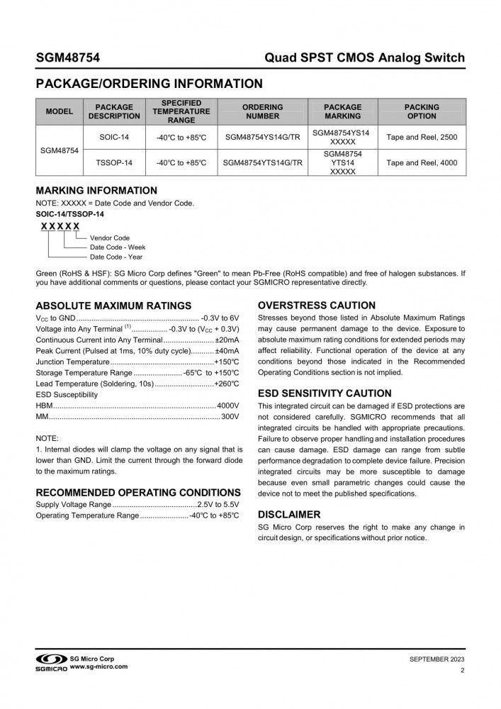 SGM48754 datasheet page 2