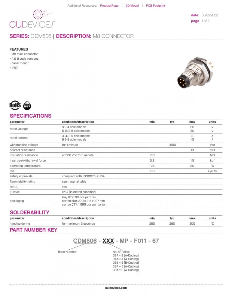 CDM807-06A-FW-R805-050-67 datasheet page 1