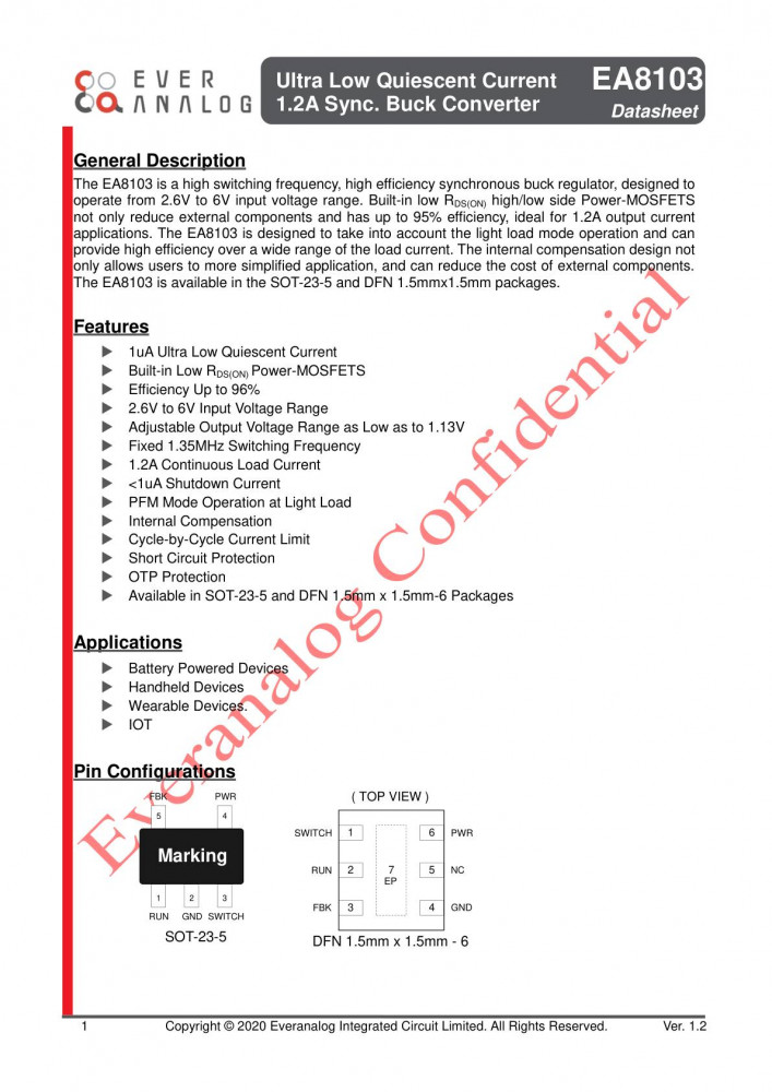 EA8103DHR datasheet page 1