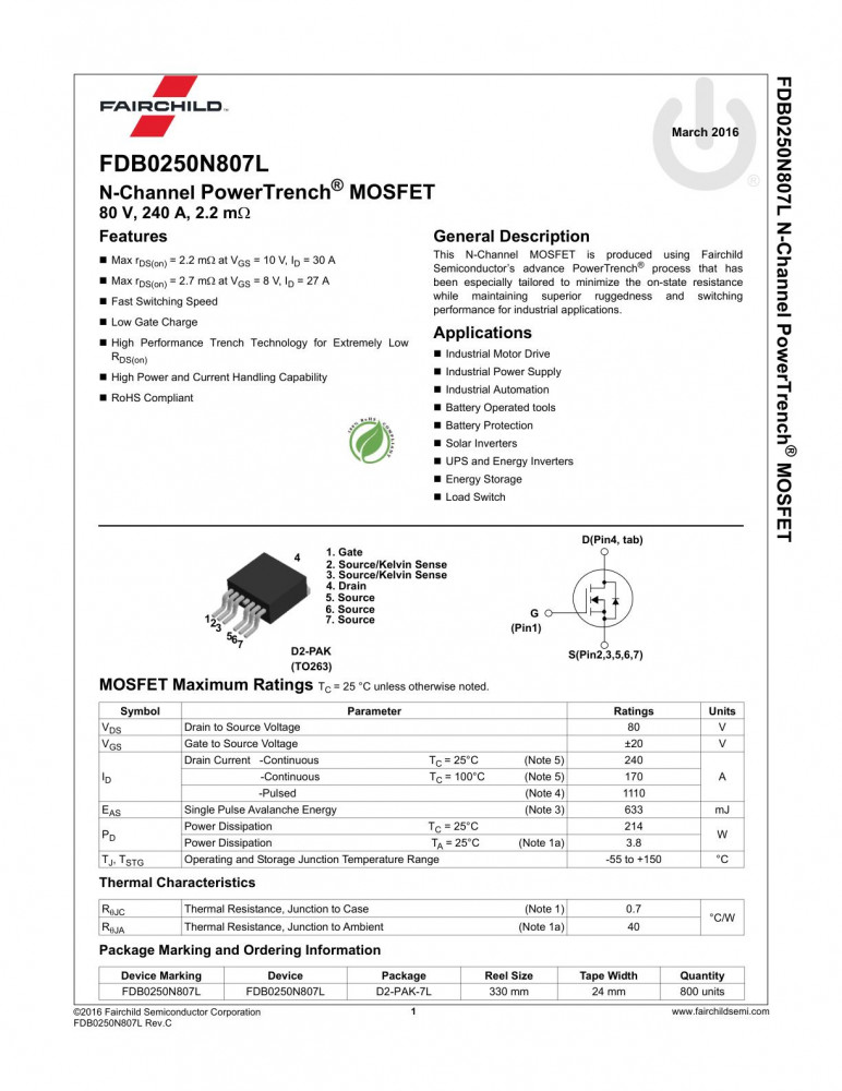 FDB0250N807L datasheet page 2