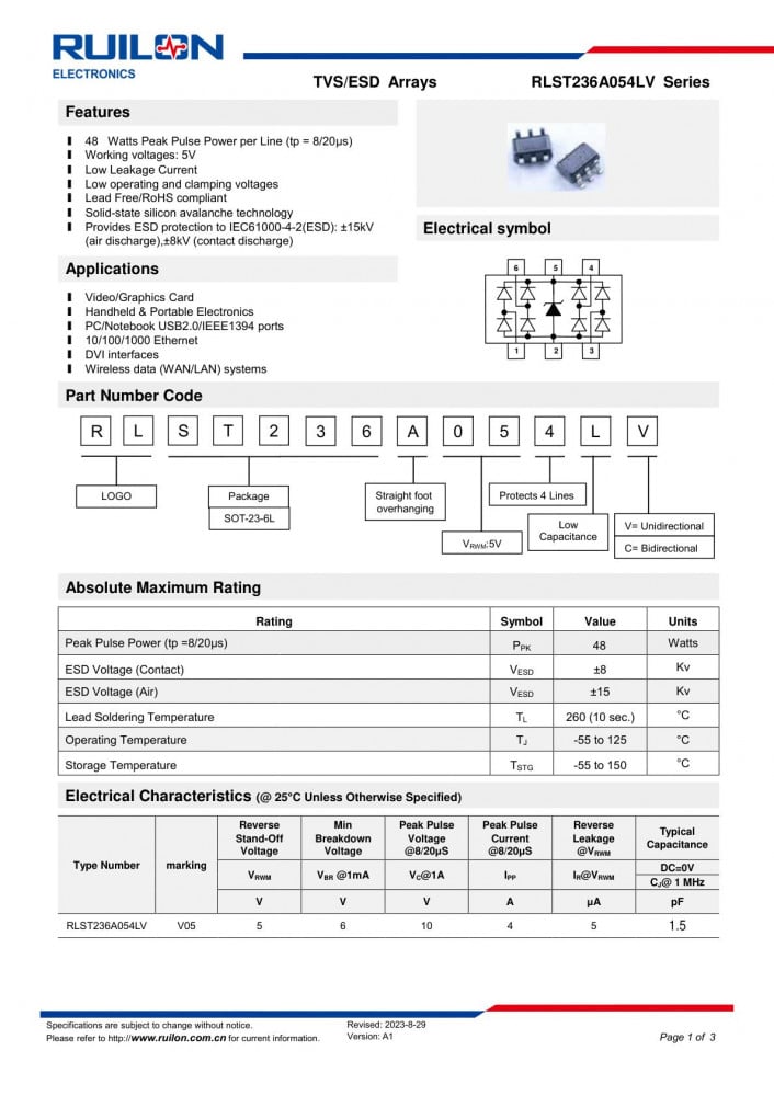 RLST236A054LV technical document page 1