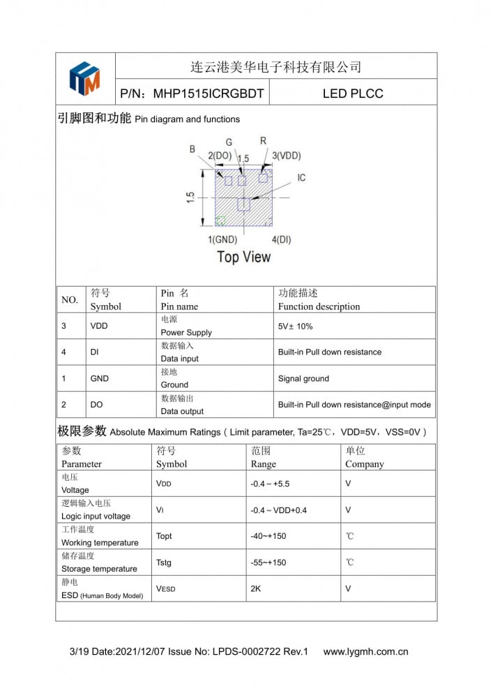 MHP1515ICRGBDT datasheet page 3