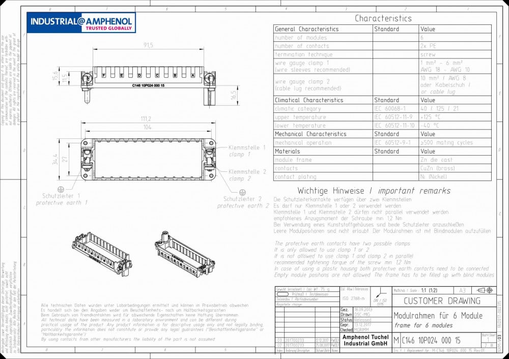 Amphenol C14610P02400015 customer drawing page 1