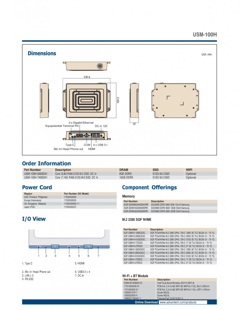USM-100H technical document page 2