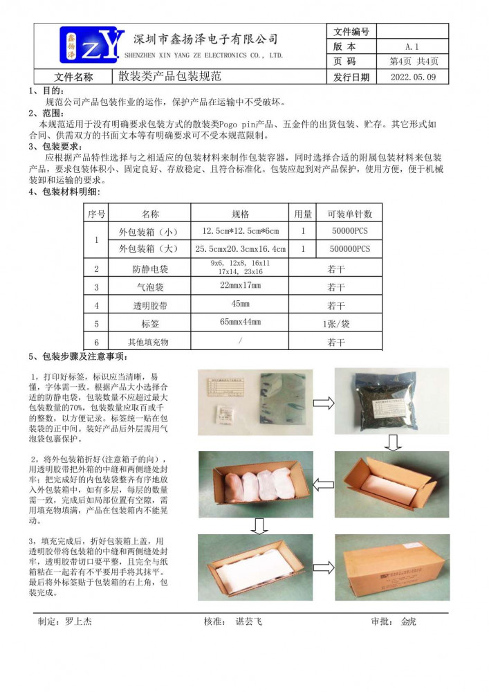 YZ01115025R-01 product specification page 4