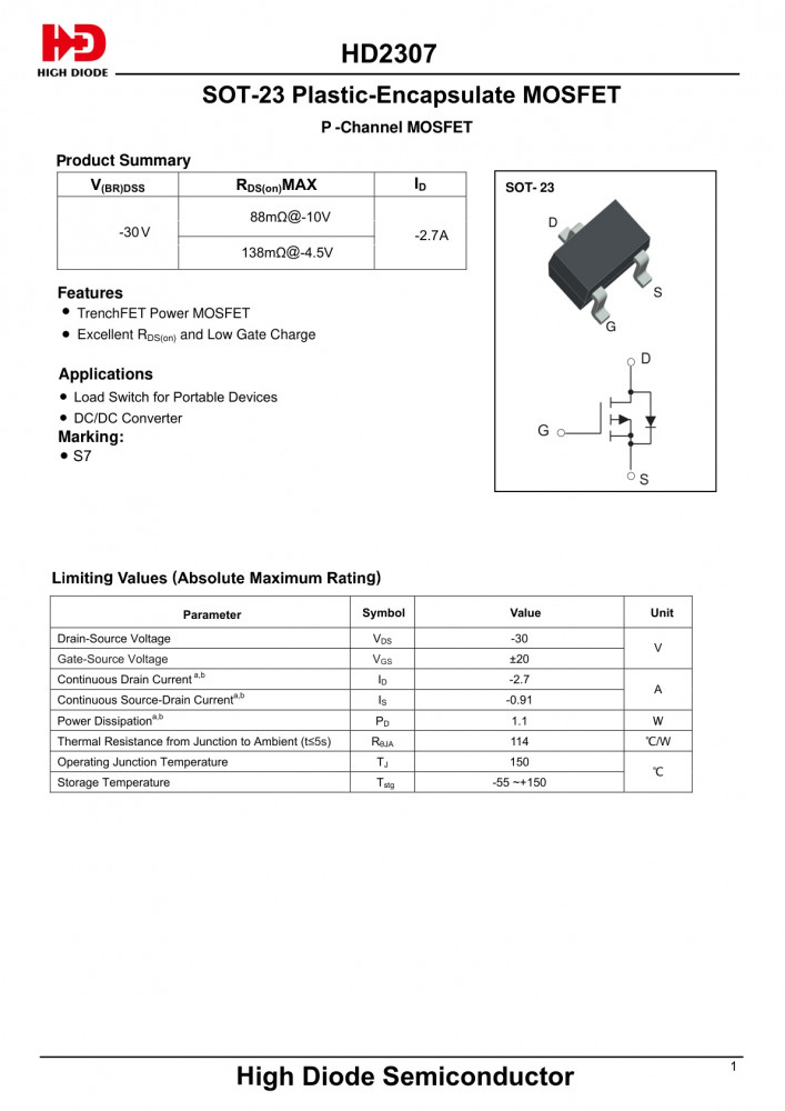 HD2307 datasheet page 1