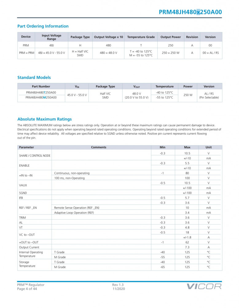 PRM48JH480T250A00 datasheet preview, page 4