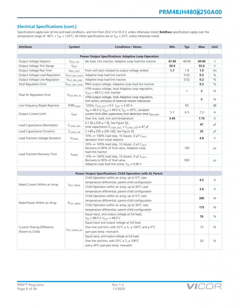 PRM48JH480T250A00 datasheet preview, page 6