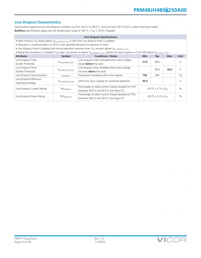 PRM48JH480T250A00 datasheet preview, page 9