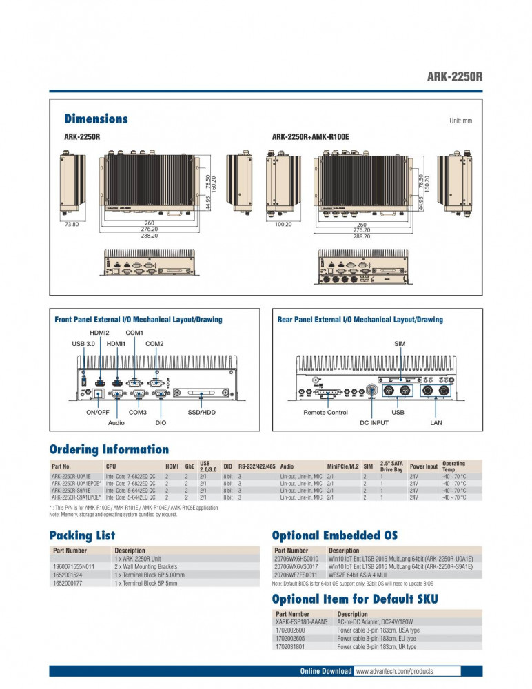 ARK-2250R technical document page 2