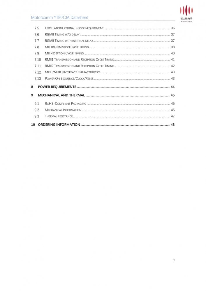 YT8010A datasheet page 7